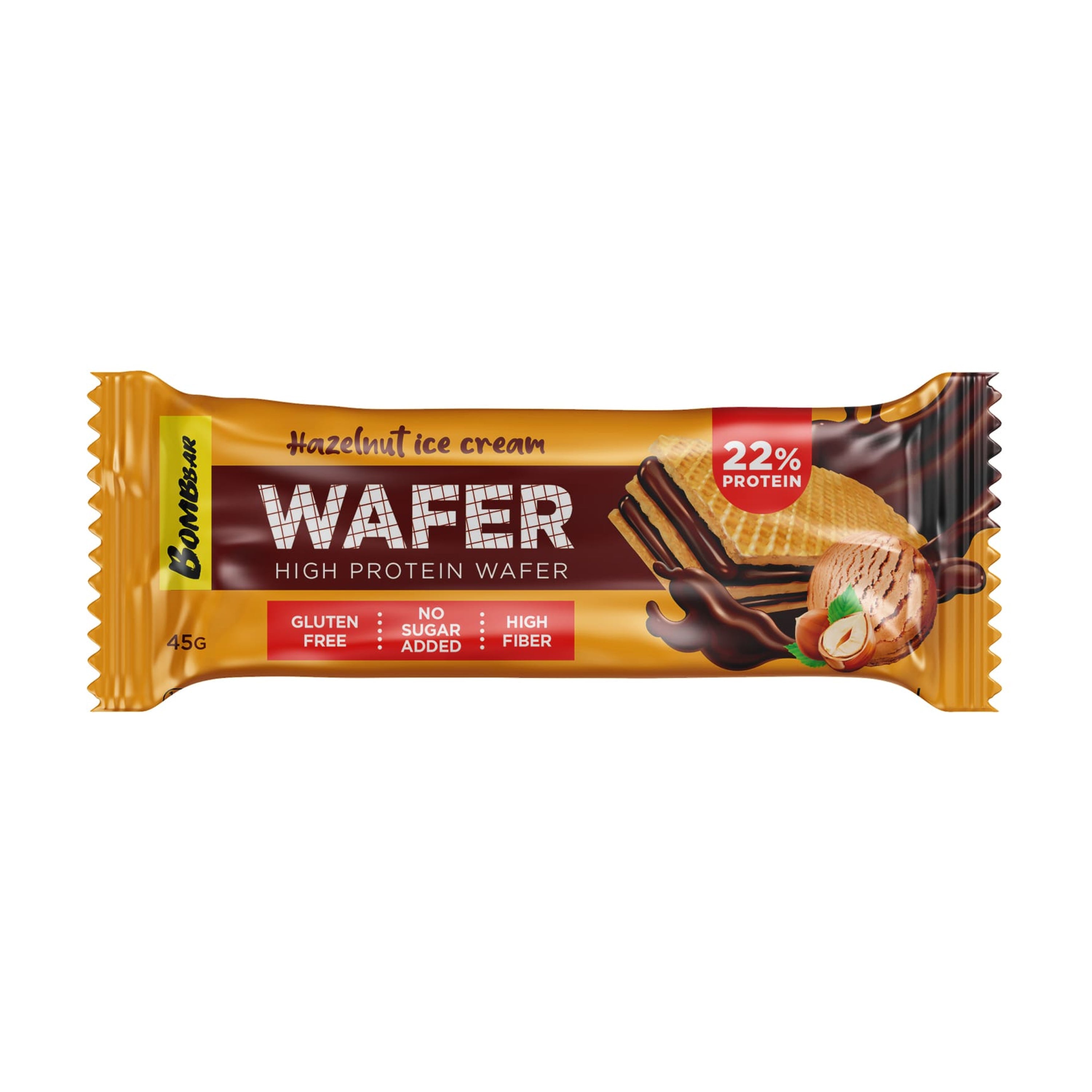 Glazed Wafer Bar in Hazelnut & ice cream 45g – Healthy Snacks